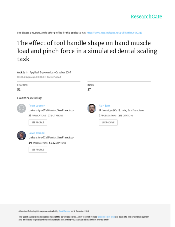 (PDF) The effect of tool handle shape on hand muscle load and pinch ...