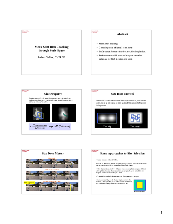 (PDF) Mean-Shift Blob Tracking through Scale Space