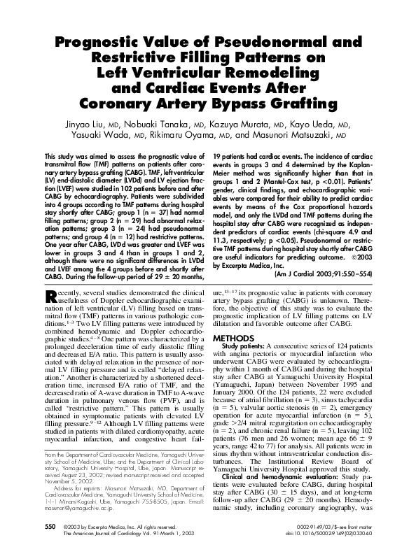 (PDF) Prognostic value of pseudonormal and restrictive filling patterns ...