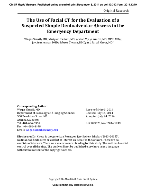 (PDF) The Use of Facial CT for the Evaluation of a Suspected Simple ...