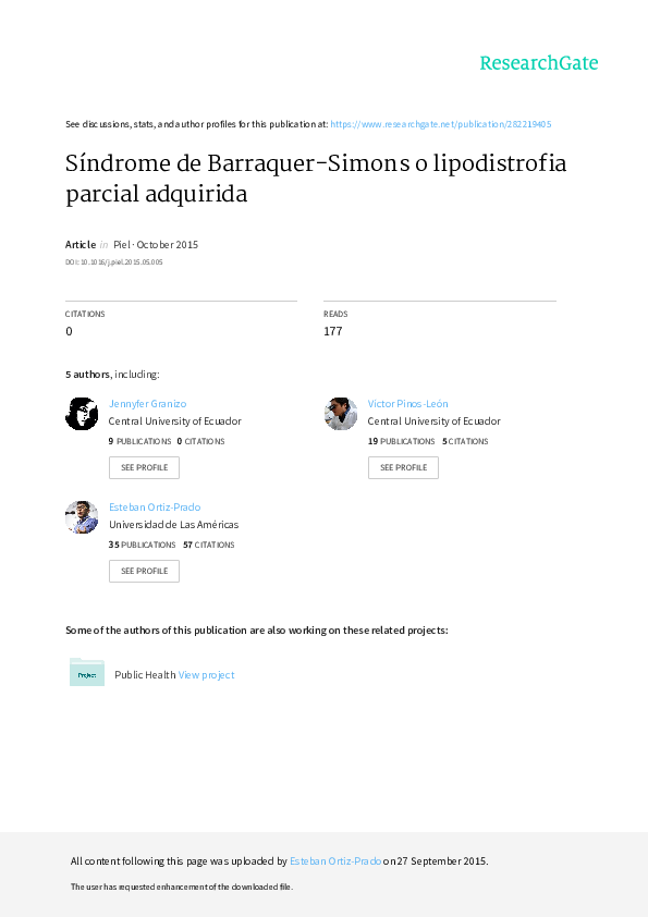 (PDF) Síndrome de Barraquer-Simons o lipodistrofia parcial adquirida