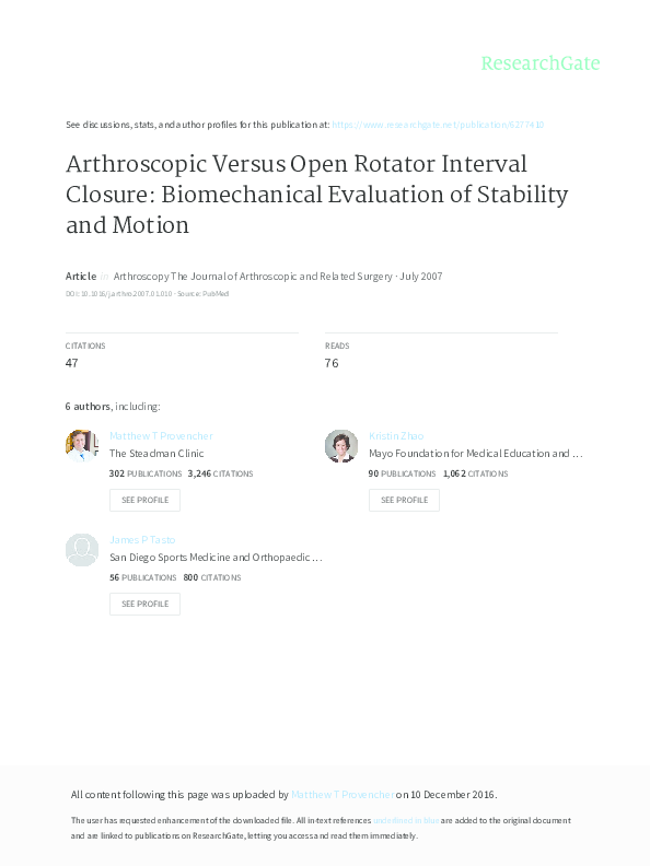 (PDF) Arthroscopic Versus Open Rotator Interval Closure: Impact on ...