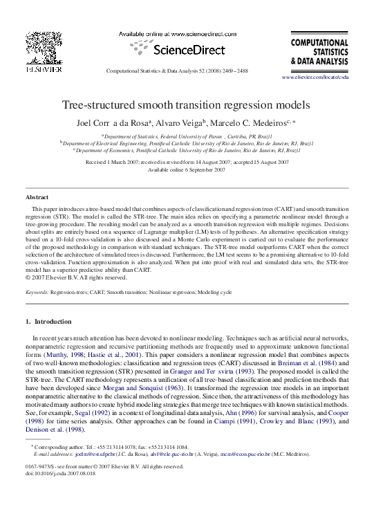 (PDF) Tree-structured smooth transition regression models