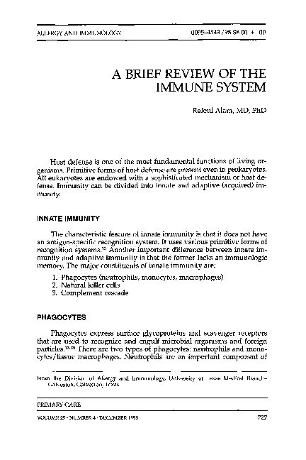 (PDF) A Brief Review of the Immune System