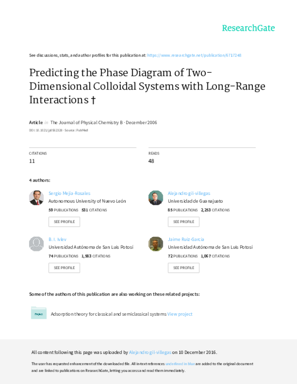 (PDF) Predicting the phase diagram of two-dimensional colloidal systems with long-range interactions