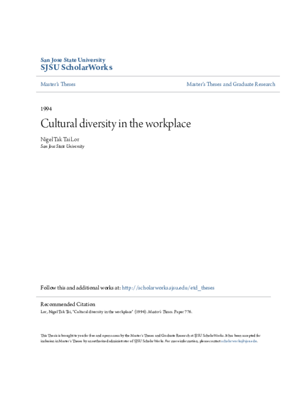 (PDF) Cultural Diversity in the Workplace