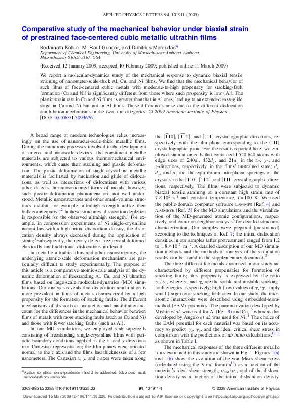 (PDF) Comparative study of the mechanical behavior under biaxial strain ...