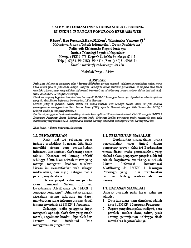 (PDF) SISTEM INFORMASI INVENTARISASI ALAT / BARANG