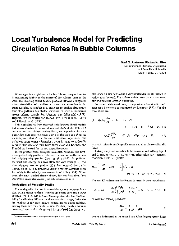 (PDF) Local turbulence model for predicting circulation rates in bubble ...