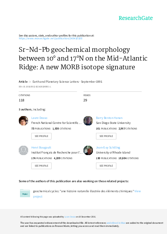 (PDF) Sr-Nd-Pb geochemical morphology between 10° and 17°N on the Mid ...