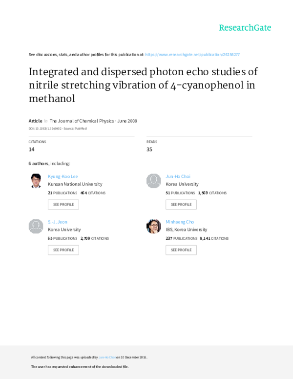 (PDF) Integrated and dispersed photon echo studies of nitrile ...