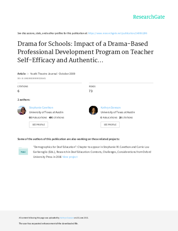 (PDF) Drama for schools: Impact of a drama-based professional ...