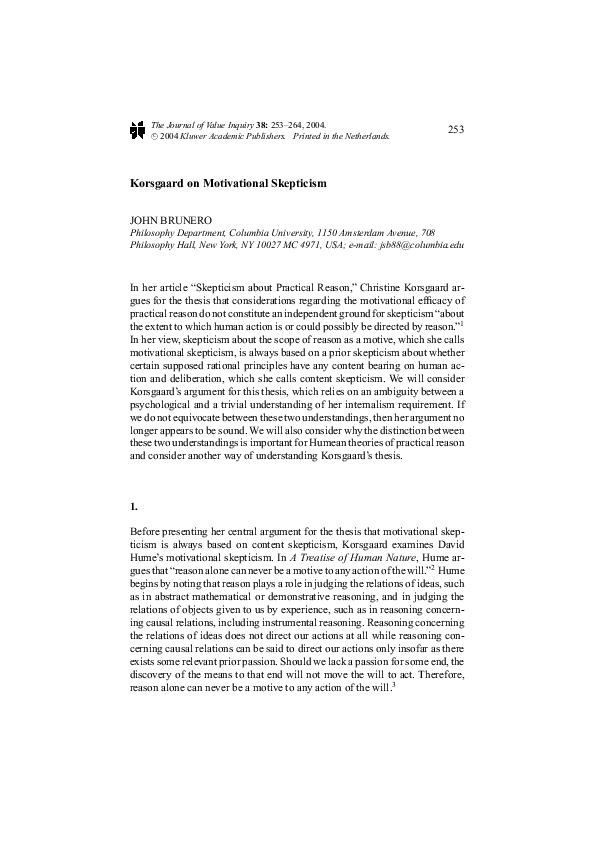 (PDF) Korsgaard on motivational skepticism
