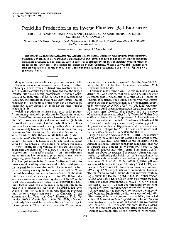 (PDF) Penicillin production in an inverse fluidized bed bioreactor