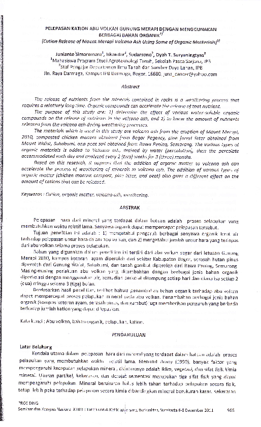 (PDF) Pelepasan Kation Abu Volkan Gunung Merapi Dengan Menggunakan ...