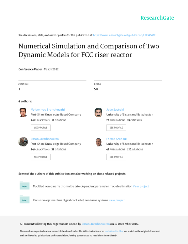 (PDF) Numerical Simulation and Comparison of Two Dynamic Models for FCC ...