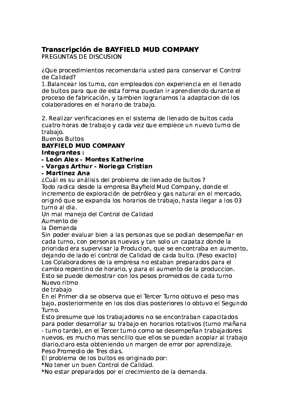 (DOC) Transcripción de BAYFIELD MUD COMPANY