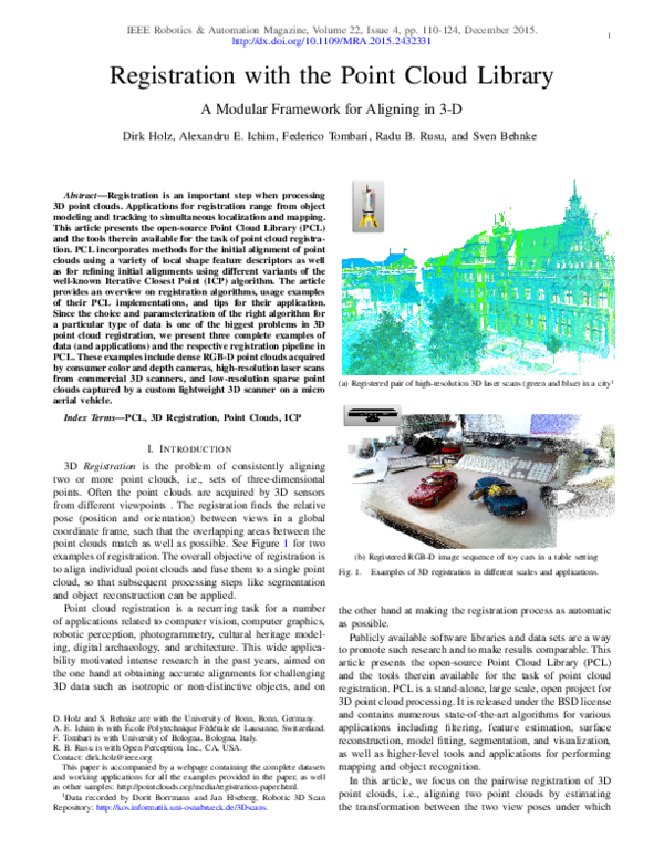 Pdf Registration With The Point Cloud Library A Modular Framework For Aligning In 3 D