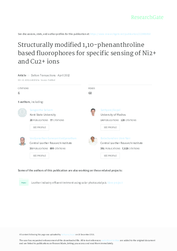 Pdf Structurally Modified 1 10 Phenanthroline Based Fluorophores For