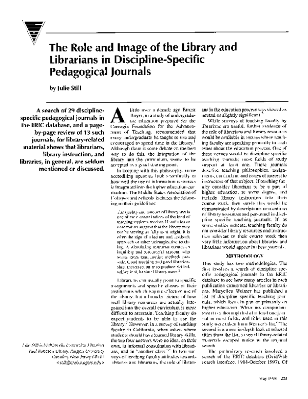 (PDF) The role and image of the library and librarians in discipline ...