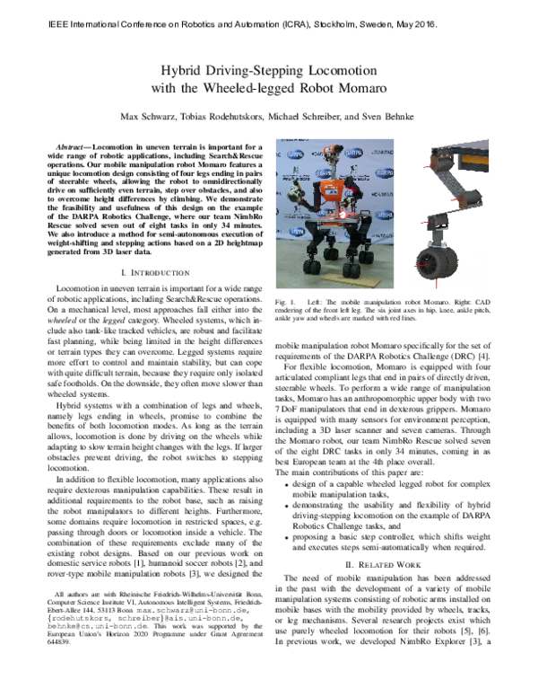 (PDF) Hybrid Driving-Stepping Locomotion with the Wheeled-legged Robot ...