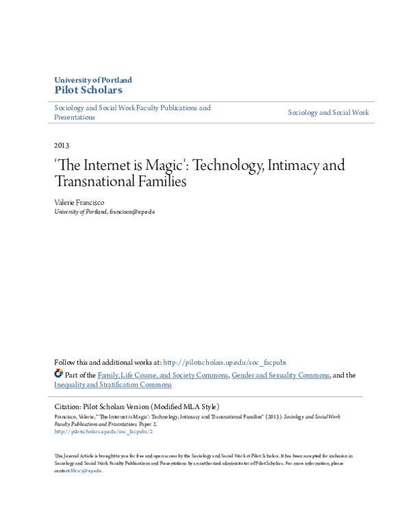 (PDF) The Internet Is Magic': Technology, Intimacy and Transnational ...