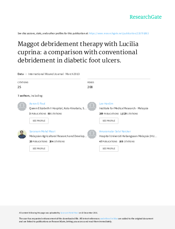 (PDF) Maggot debridement therapy with Lucilia cuprina: a comparison ...