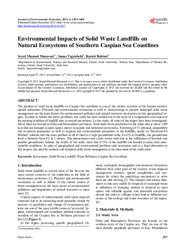 (PDF) Environmental impacts of solid waste landfilling