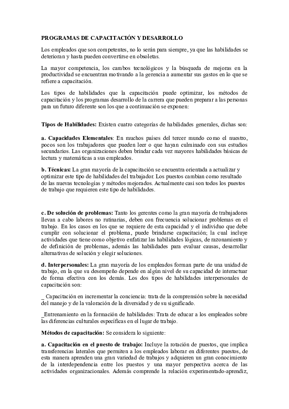 (DOC) PROGRAMAS DE CAPACITACIÓN Y DESARROLLO
