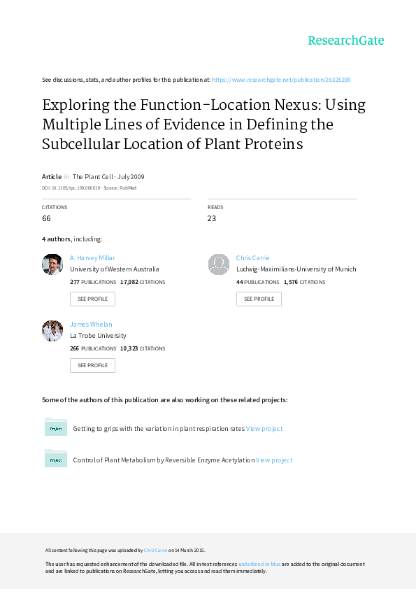 (PDF) Exploring the Function-Location Nexus: Using Multiple Lines of ...