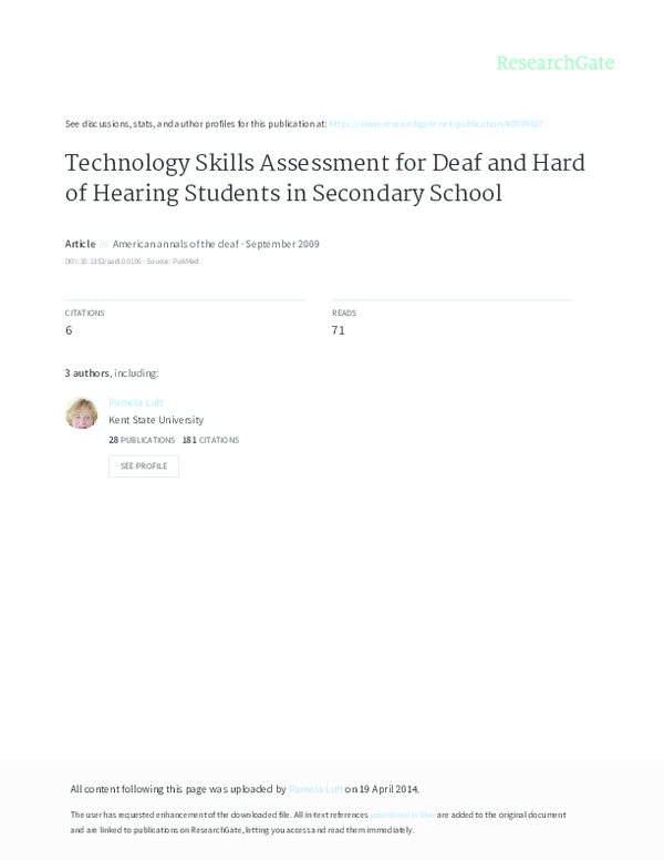 (PDF) Technology Skills Assessment for Deaf and Hard of Hearing ...