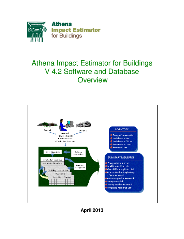 (PDF) Athena Impact Estimator for Buildings V 4.2 Software and Database ...