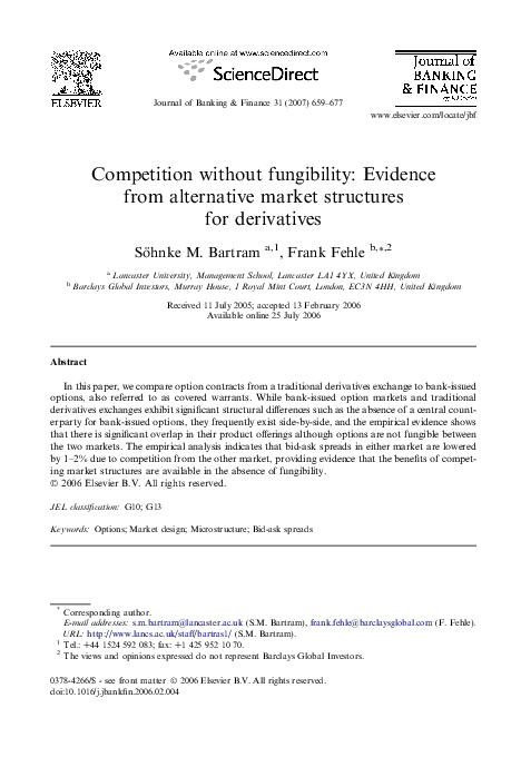 (PDF) Competition without fungibility: Evidence from alternative market ...