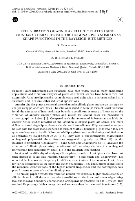 (PDF) Free vibration of annular elliptic plates using boundary ...
