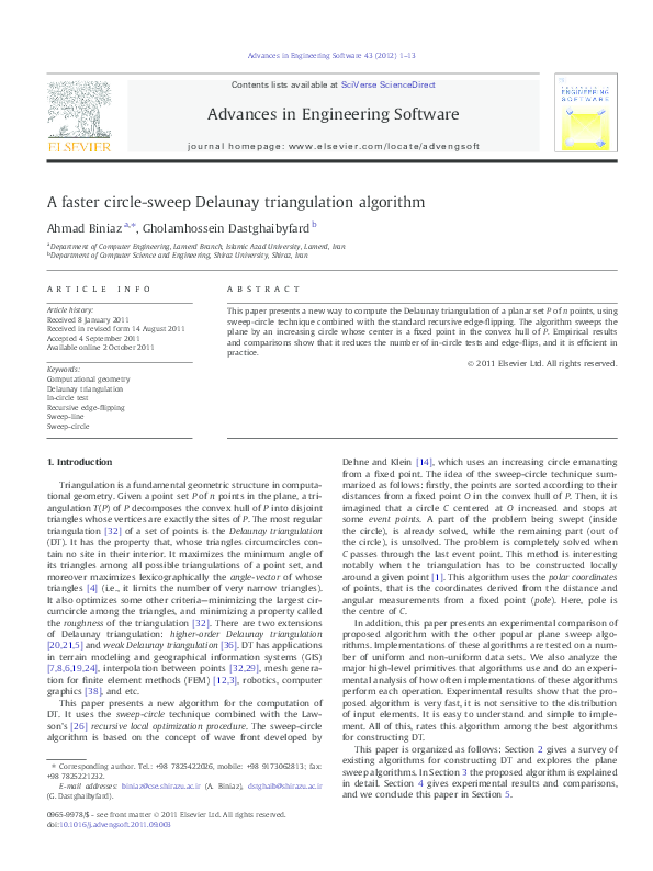 (PDF) A faster circle-sweep Delaunay triangulation algorithm