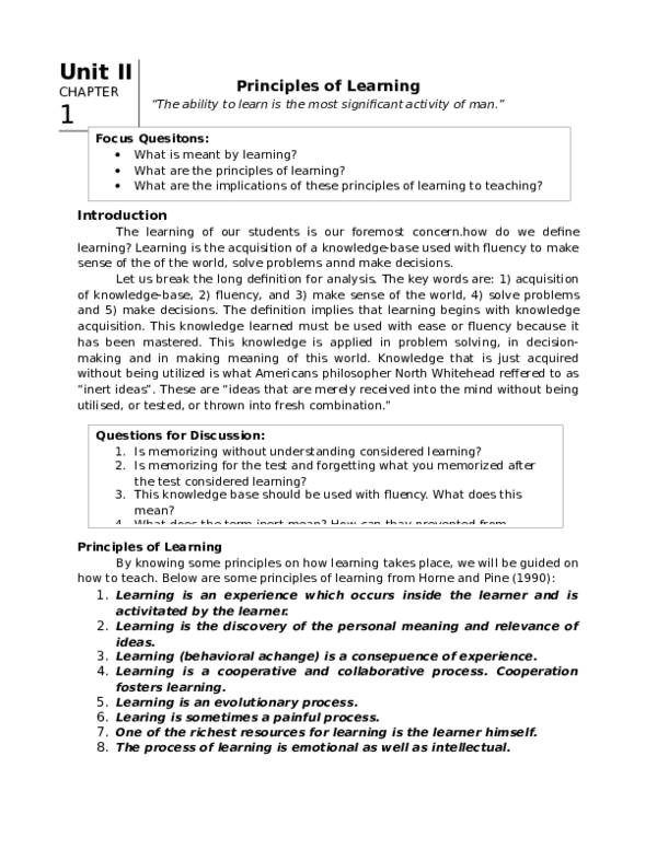 (DOC) Principles of LearningTeaching