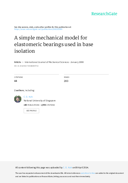 (PDF) A simple mechanical model for elastomeric bearings used in base ...