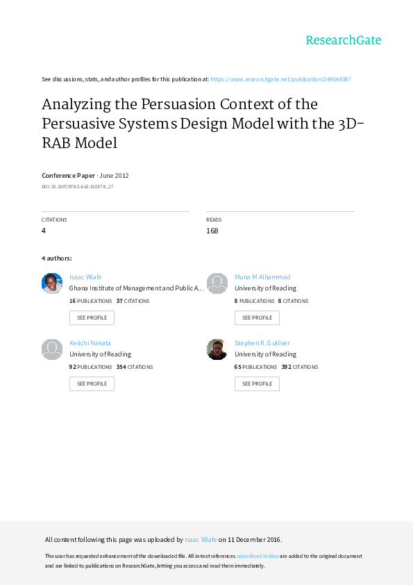 (PDF) Analyzing the Persuasion Context of the Persuasive Systems Design ...