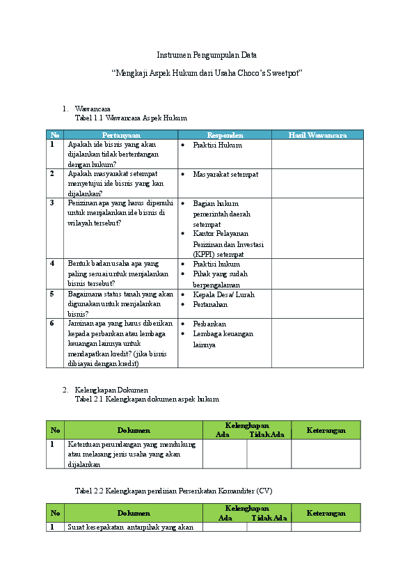 (DOC) Instrumen Pengumpulan Data Analisis Lingkungan Usaha Studi ...
