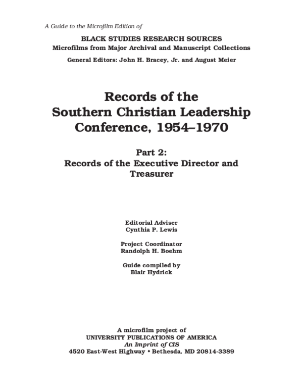 (PDF) Records of the Southern Christian Leadership Conference, 1954 ...