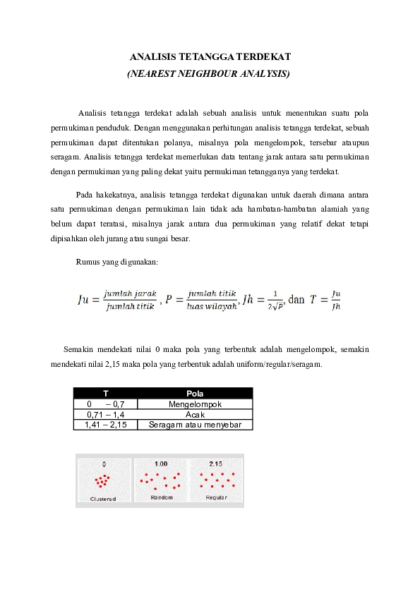 (DOC) ANALISIS TETANGGA TERDEKAT (NEAREST NEIGHBOUR ANALYSIS