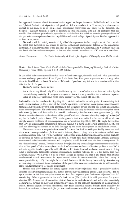 (PDF) Ideal Code, Real World: A Rule-Consequentialist Theory of Morality