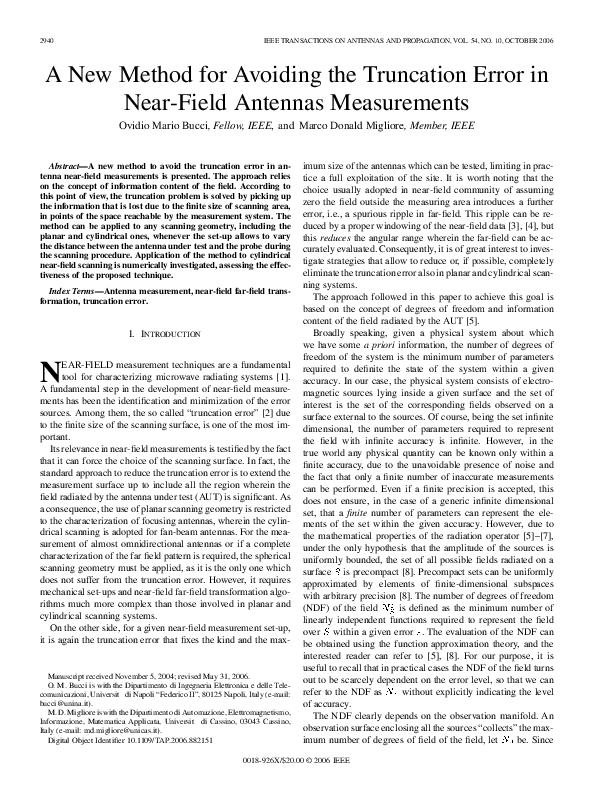 Pdf A New Method For Avoiding The Truncation Error In Near Field