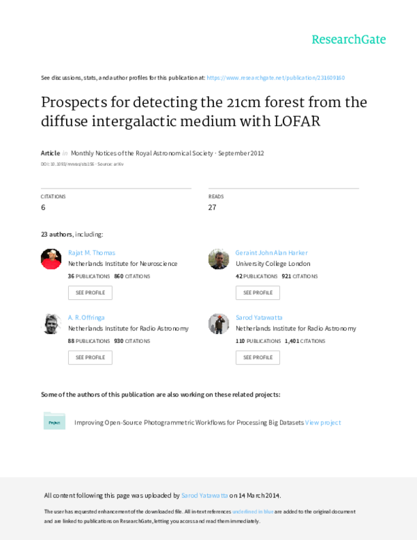(PDF) Prospects for detecting the 21 cm forest from the diffuse ...