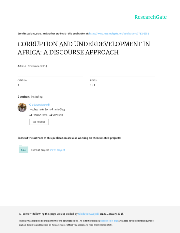 (PDF) Bad leadership, corruption and mismanagement: The root causes of poverty and ...