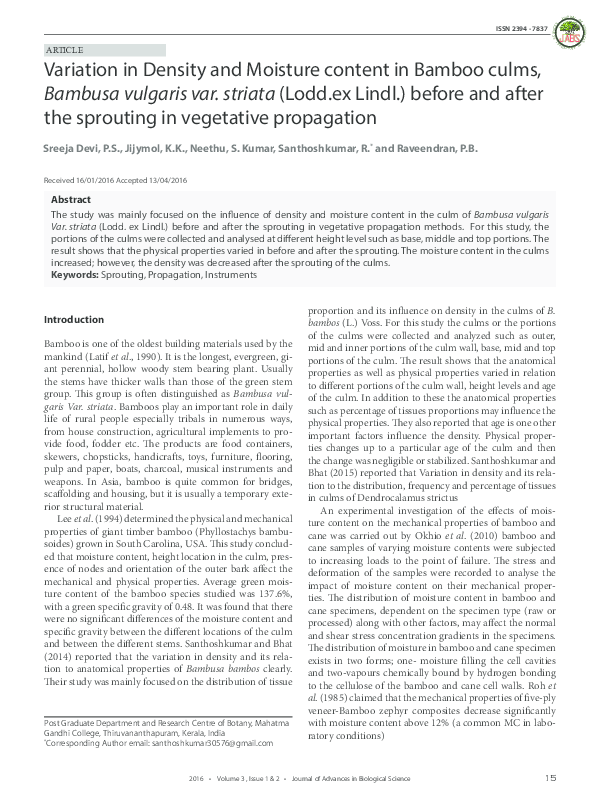 (PDF) Variation in Density and Moisture content in Bamboo culms ...