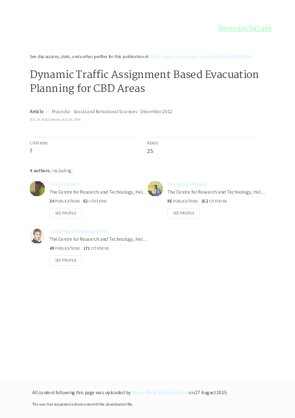 (PDF) Dynamic Traffic Assignment Based Evacuation Planning for CBD Areas