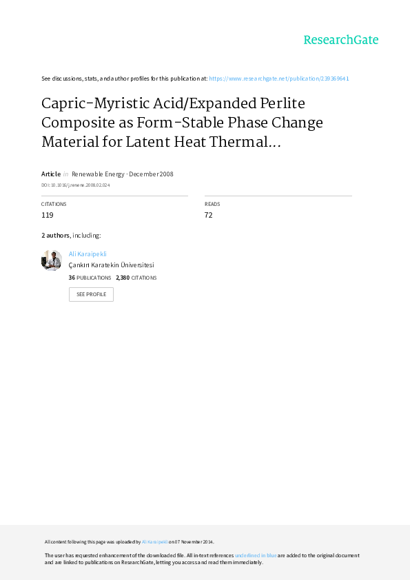 (PDF) Capric–myristic acid/expanded perlite composite as form-stable ...
