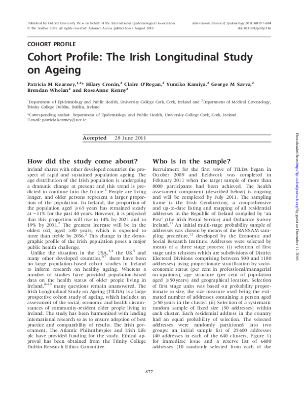 (PDF) Cohort profile: the Irish longitudinal study on ageing