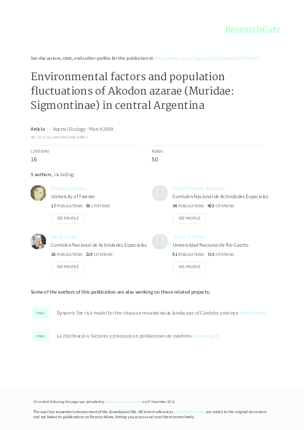 (PDF) Environmental factors and population fluctuations of Akodon ...